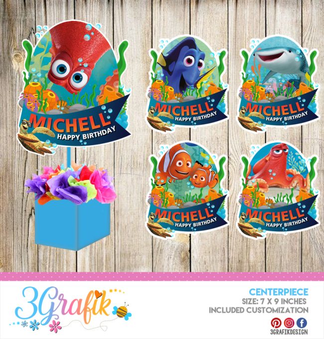 ≫ Finding Dory Centerpiece: Online Editable Template | party supplies