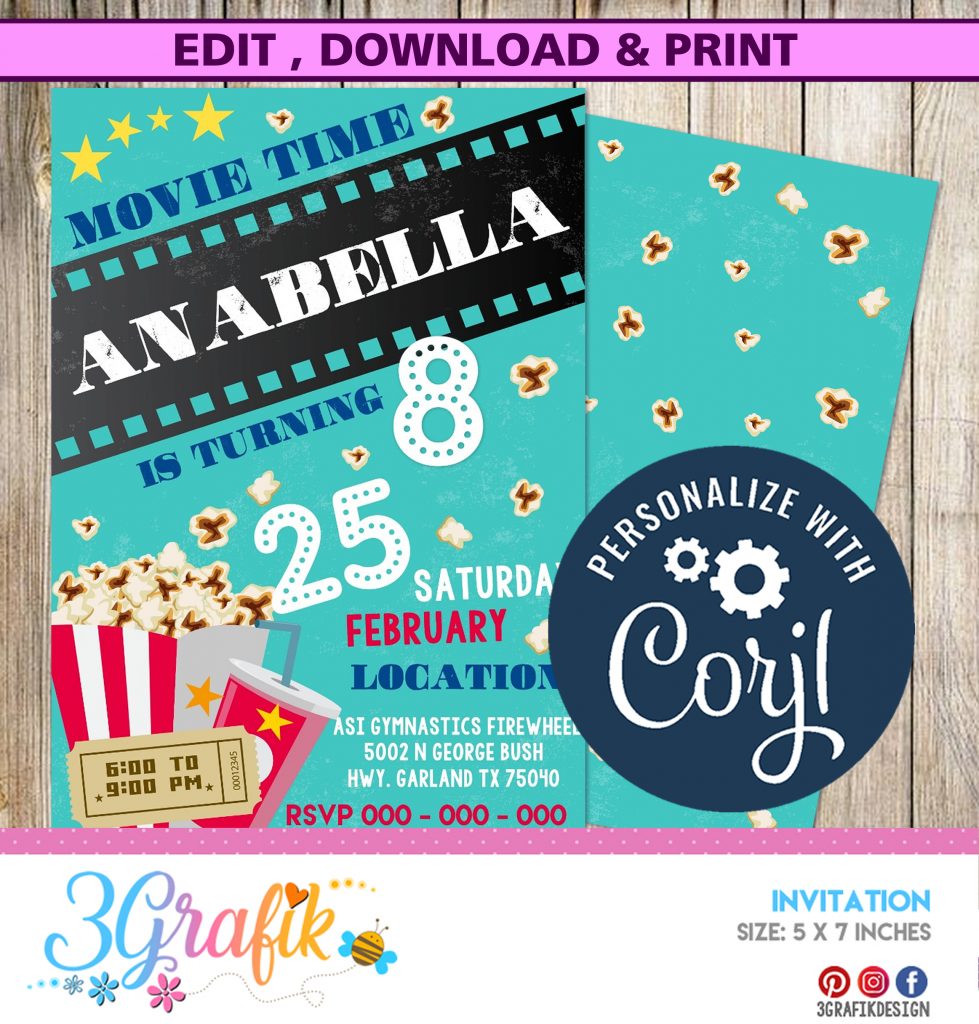 Movie Party Invitation | Cinema Party | movie ticket invitation