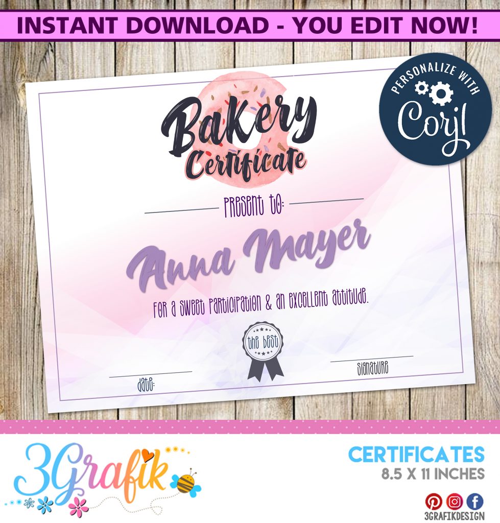 Bakery – Digital Template Certificate - 3Grafik