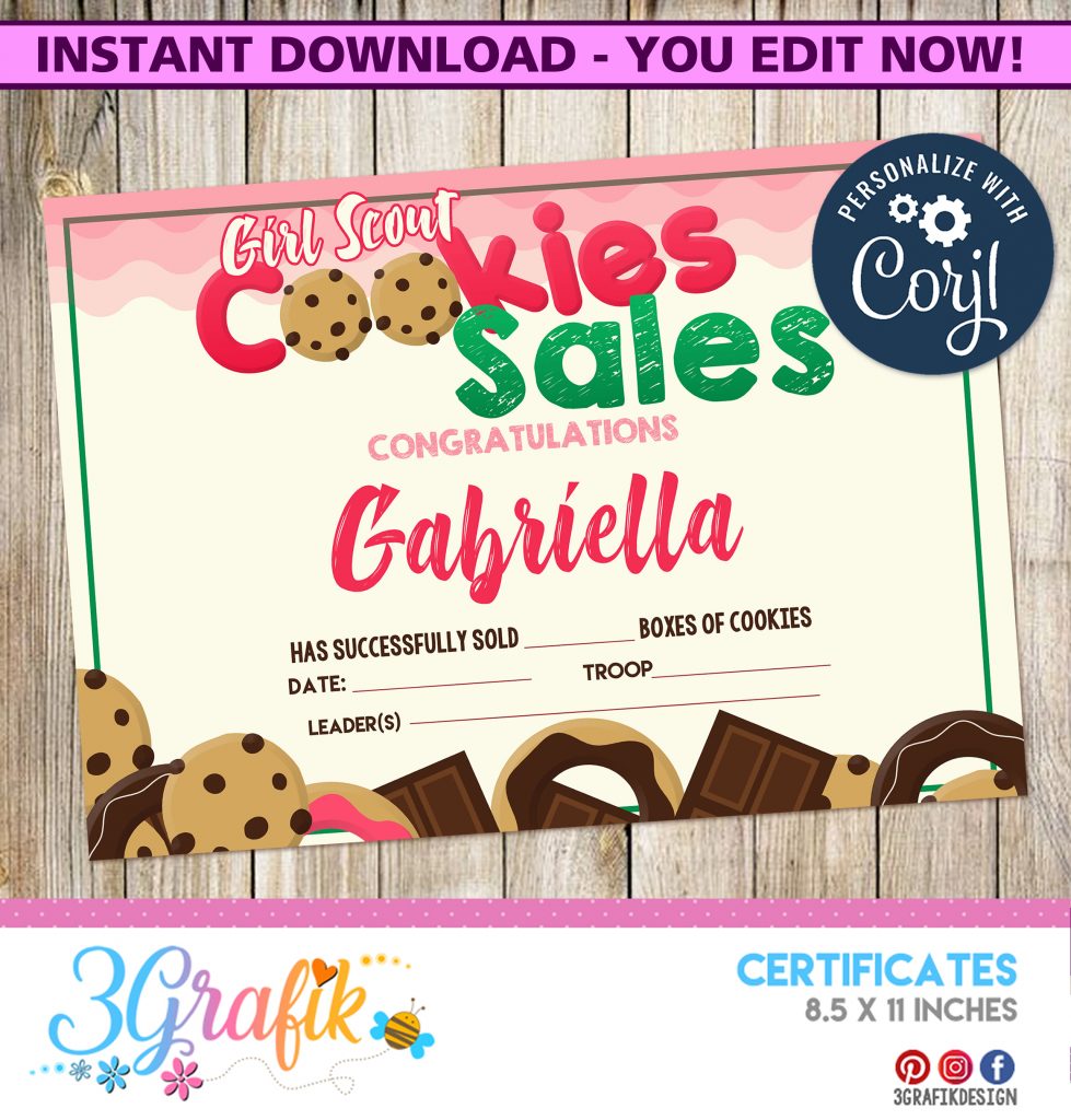 Cookies For Sales – Certificate – Printable - 3Grafik