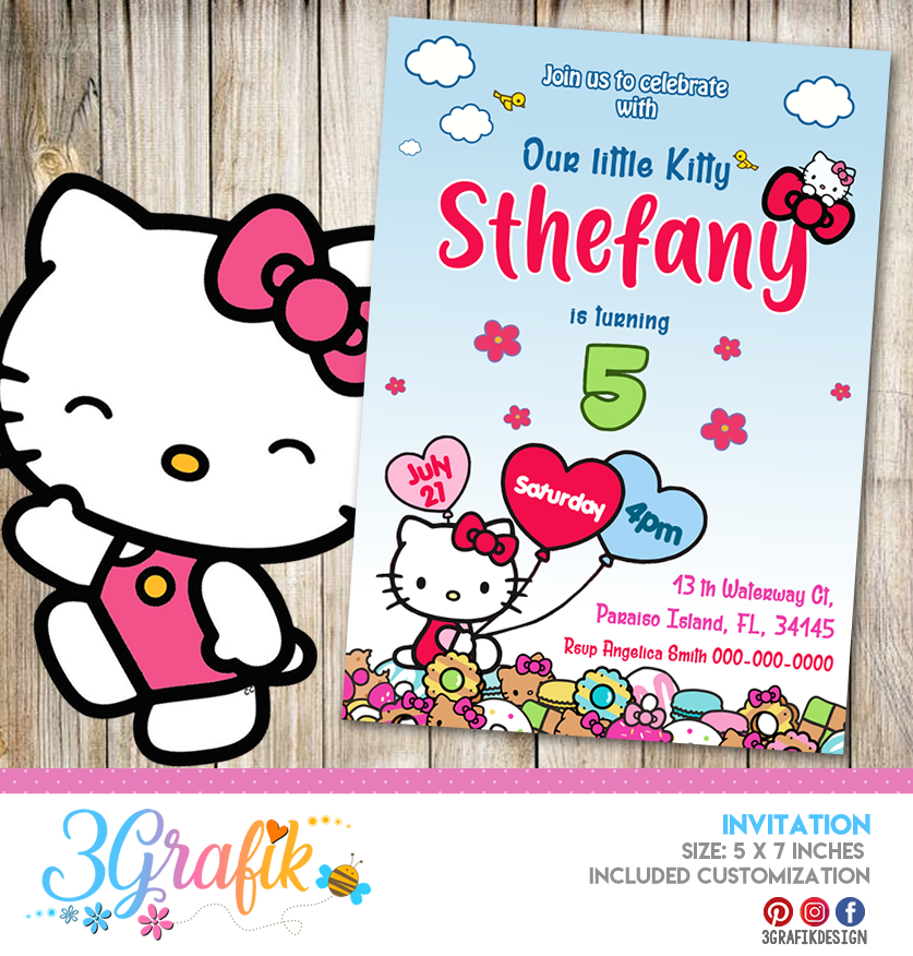Hello Kitty Invitation Editable