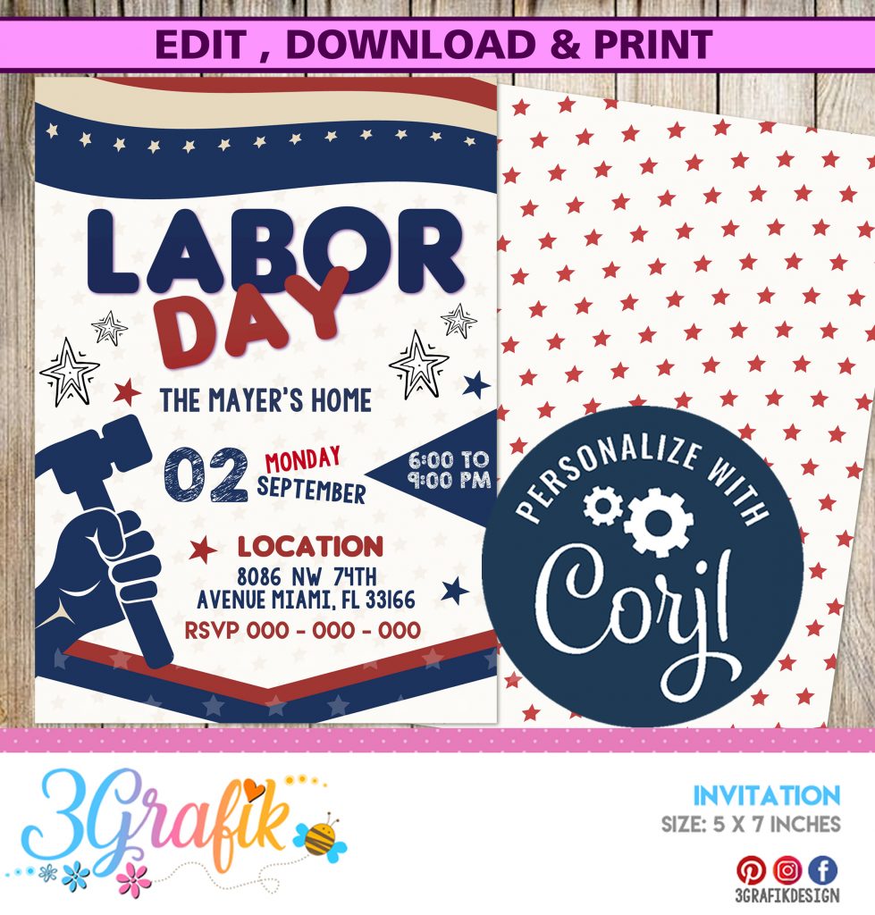 Labor Day Invitation: Editable Invitation Template | party supplies