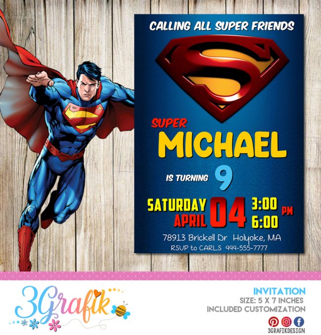 Superman – Invitation – Printable - 3Grafik