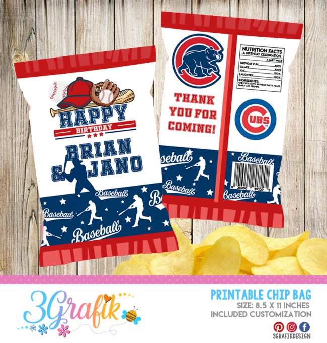 Baseball – Chip Bag – Printable - 3Grafik