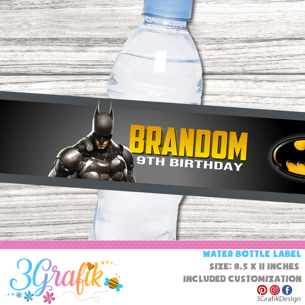 Batman Water bottle Label | Batman Birthday | Batman DIY
