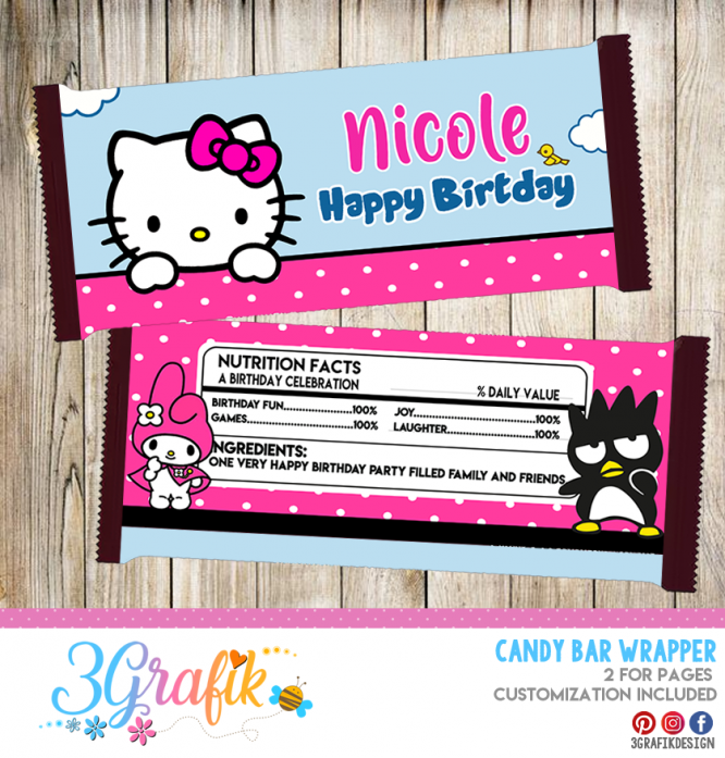 Hello Kitty Candy Wrapper | Hello Kitty candy Bar | Hello Kitty DIY