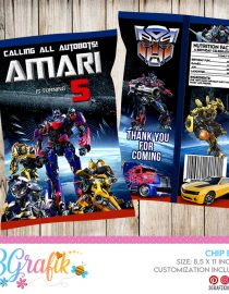 Transformers Chip Bag | Transformers Party | Transformers Birthday