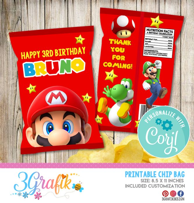 Mario Bros Chip Bag | Mario Bros Party | Mario Bros Chips!